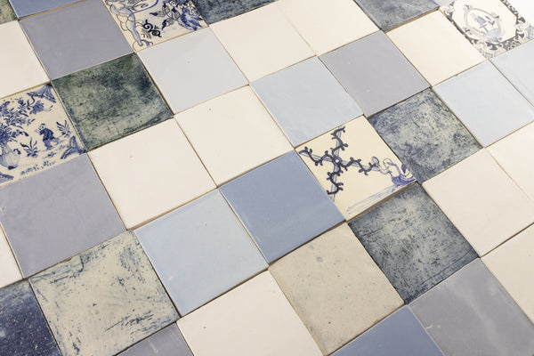 Blue and white blend with Hand-Painted Square Delft Tiles AZZDQX_20C ...