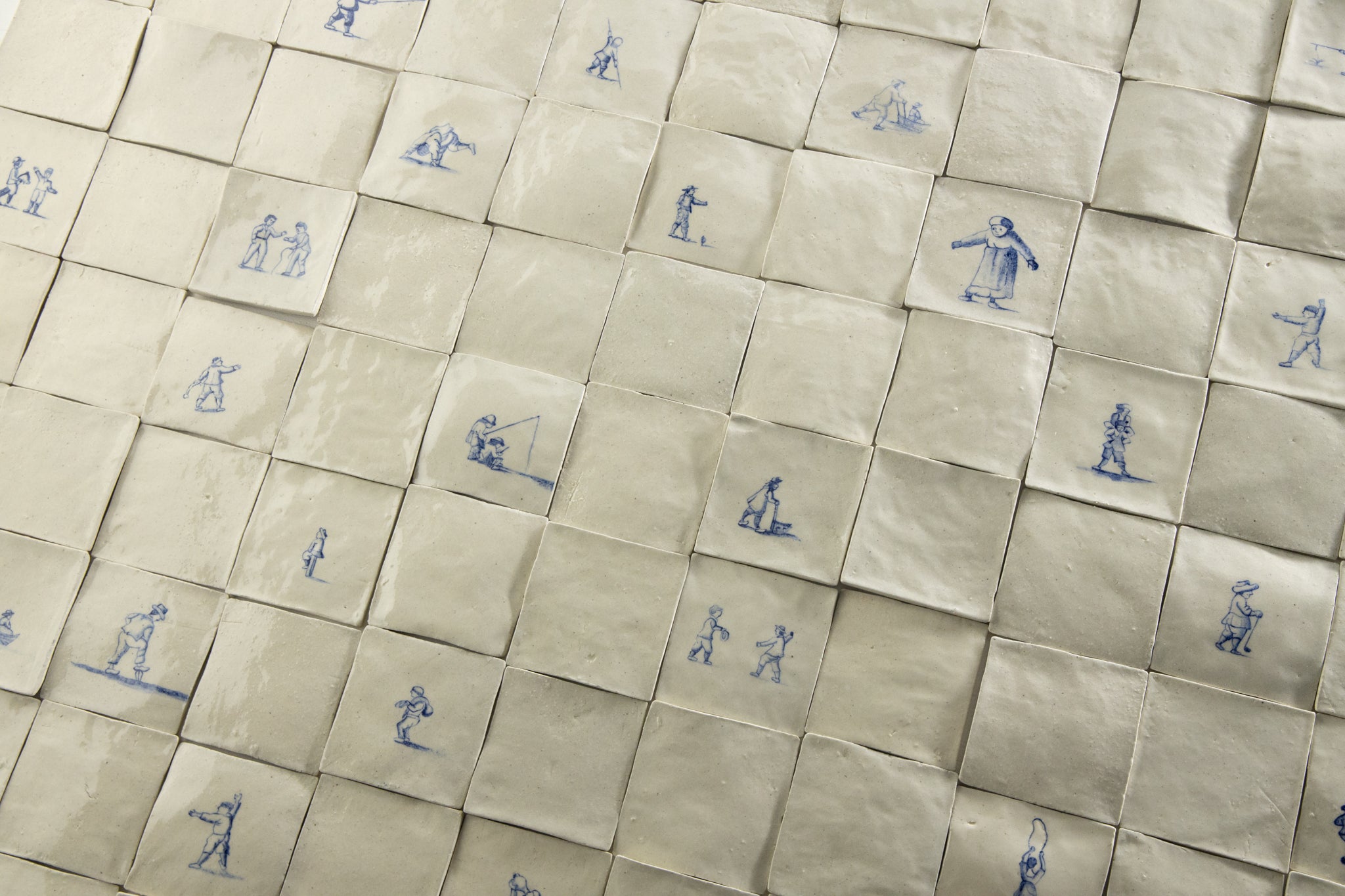 Blue & White Undulating Hand-Painted Square Delft Tiles - BFLKEL-WS_6C ...