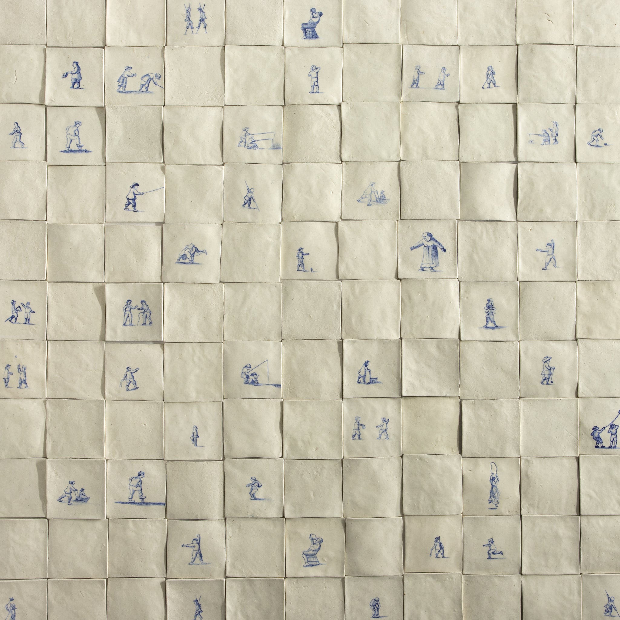 Blue & White Undulating Hand-Painted Square Delft Tiles - BFLKEL-WS_6C ...