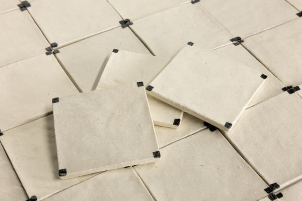 Cream Square Ceramic Tiles with Black Hand-Painted Corners - CBCDFD-WS ...