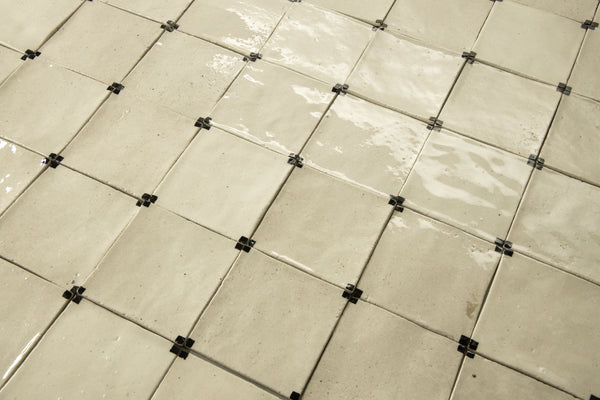 Hand-Made Cream Square Tiles with Black Hand-Painted Corners - HHHCFK ...