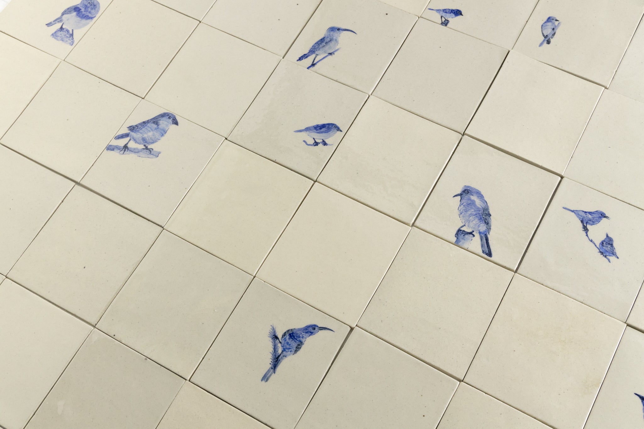 Blue and Cream Hand-Painted Square Delft Bird Tiles - NTWBNZ – VEELVLAK ...