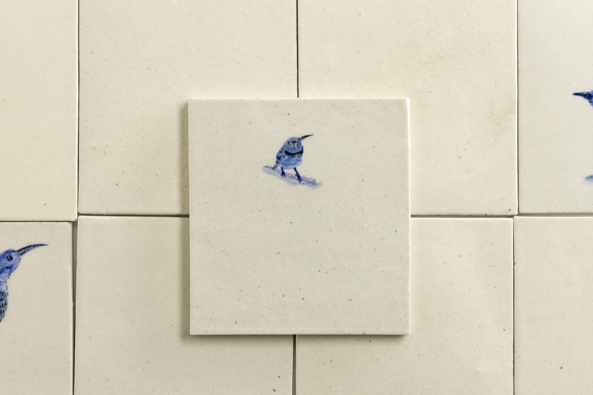 Blue and Cream Hand-Painted Square Delft Bird Tiles - NTWBNZ – VEELVLAK ...