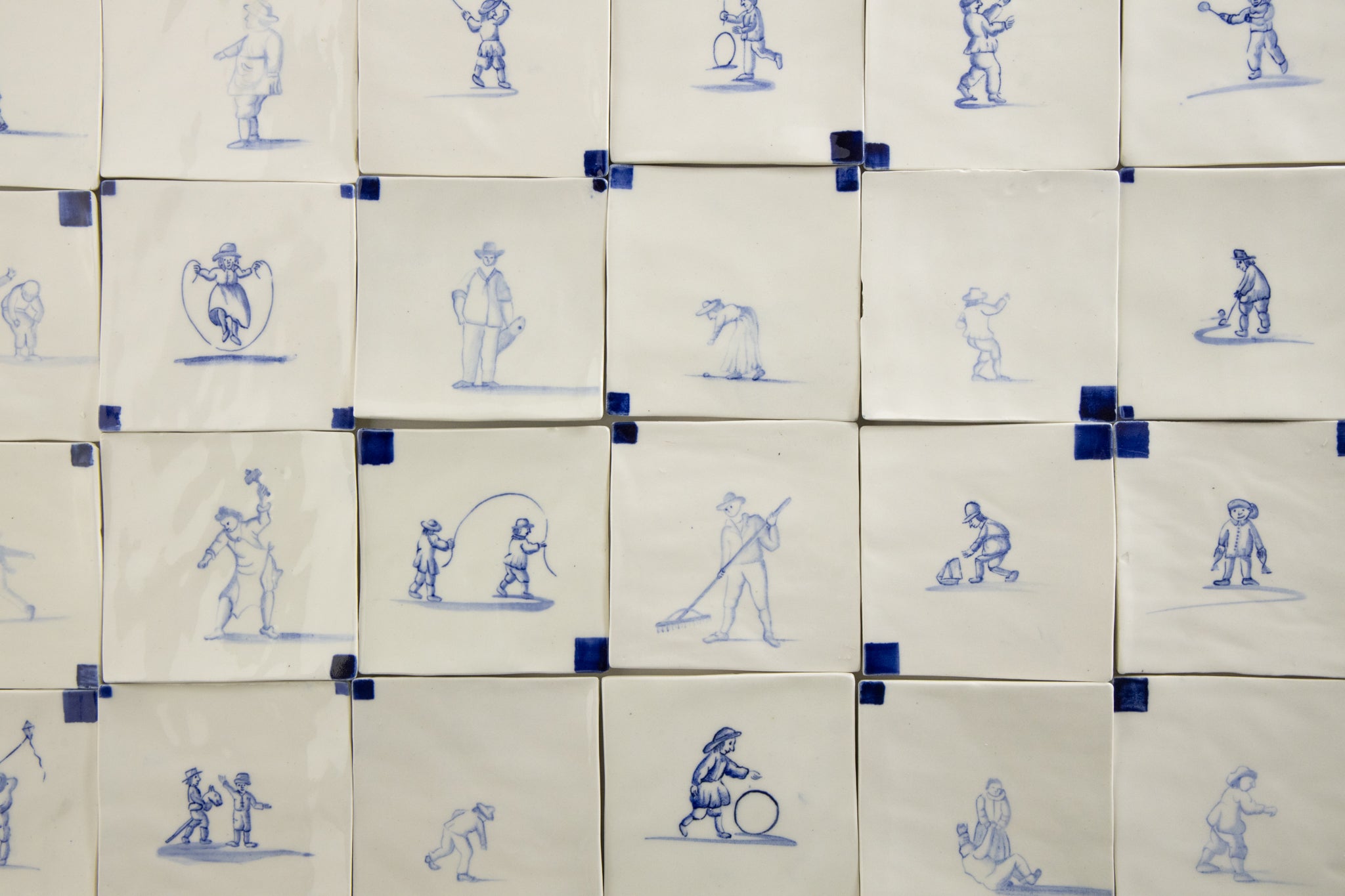 Blue on Cream Hand-Painted Square Delft Tiles - SHRXXL – VEELVLAK-Frēodōm