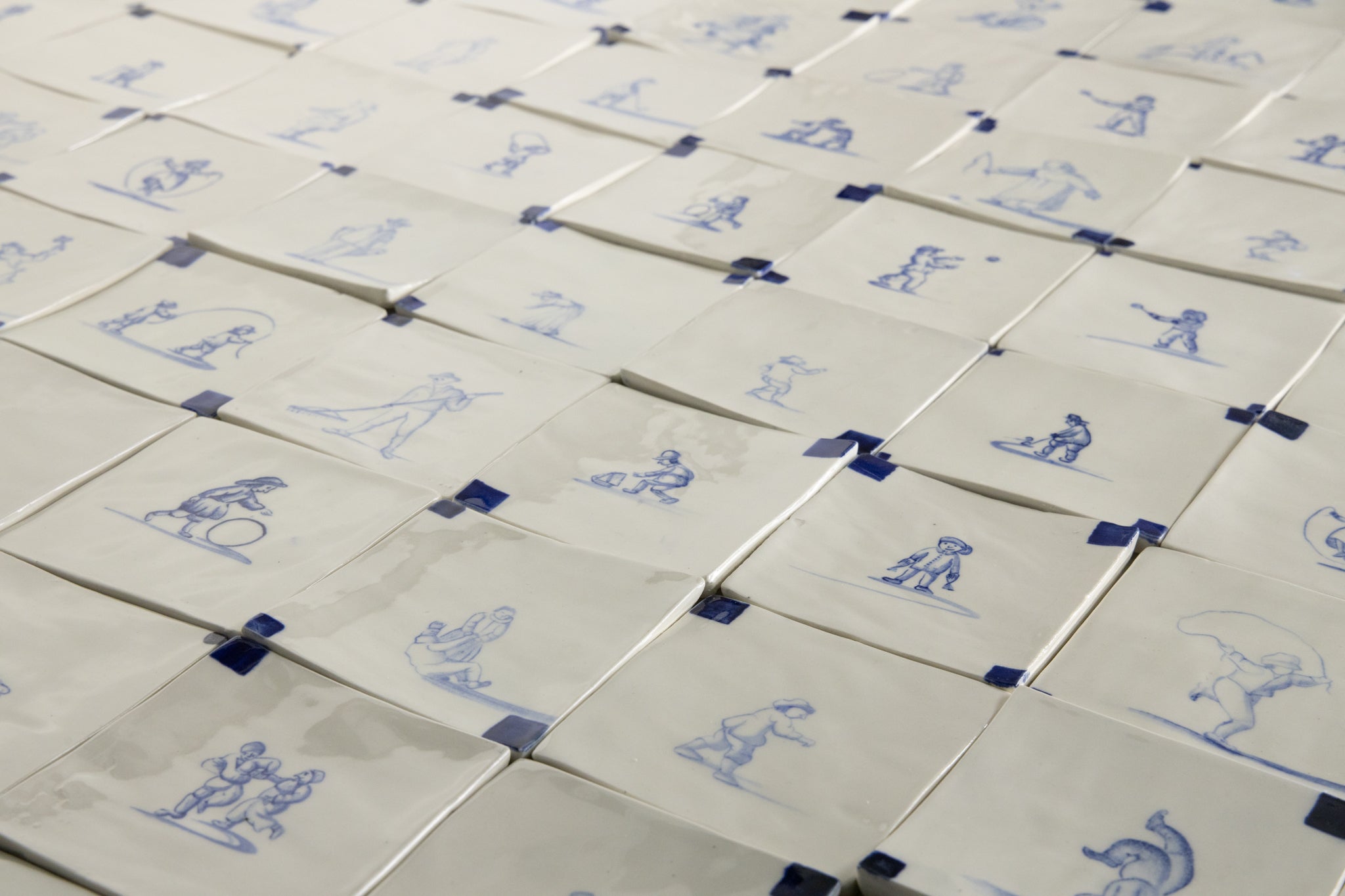 Blue on Cream Hand-Painted Square Delft Tiles - SHRXXL – VEELVLAK-Frēodōm