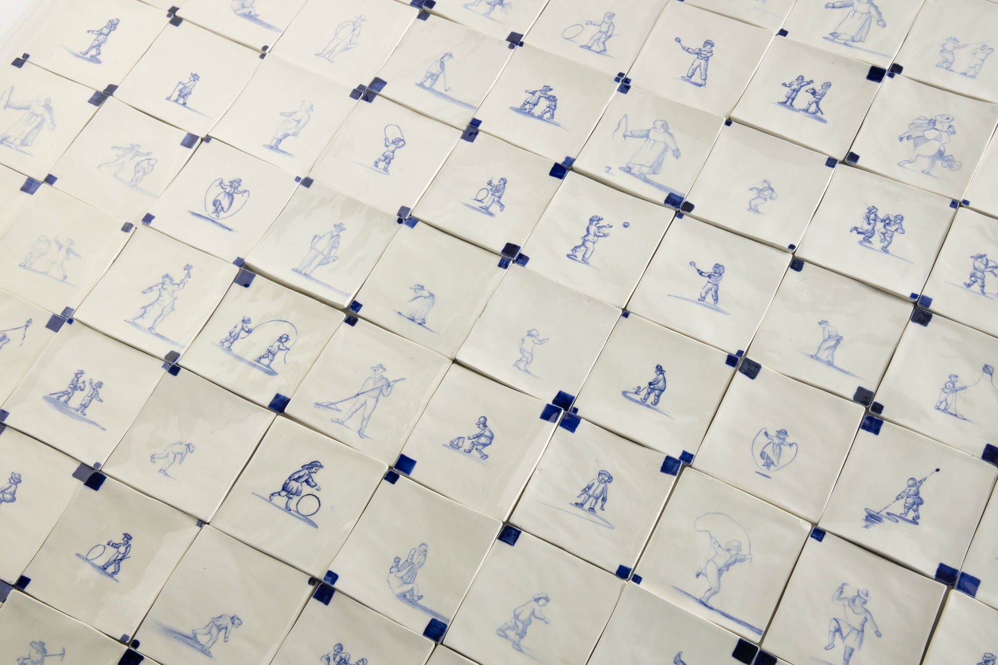 Blue on Cream Hand-Painted Square Delft Tiles - SHRXXL – VEELVLAK-Frēodōm