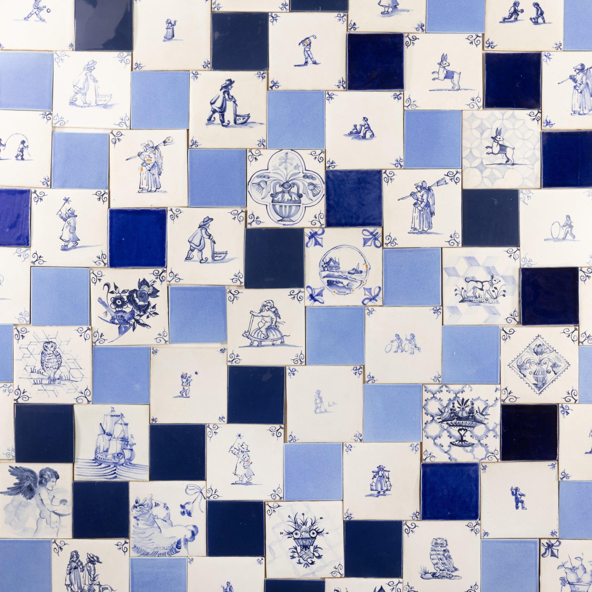 Blue and white blend with Hand-Painted Square Delft Tiles VWPCXC ...