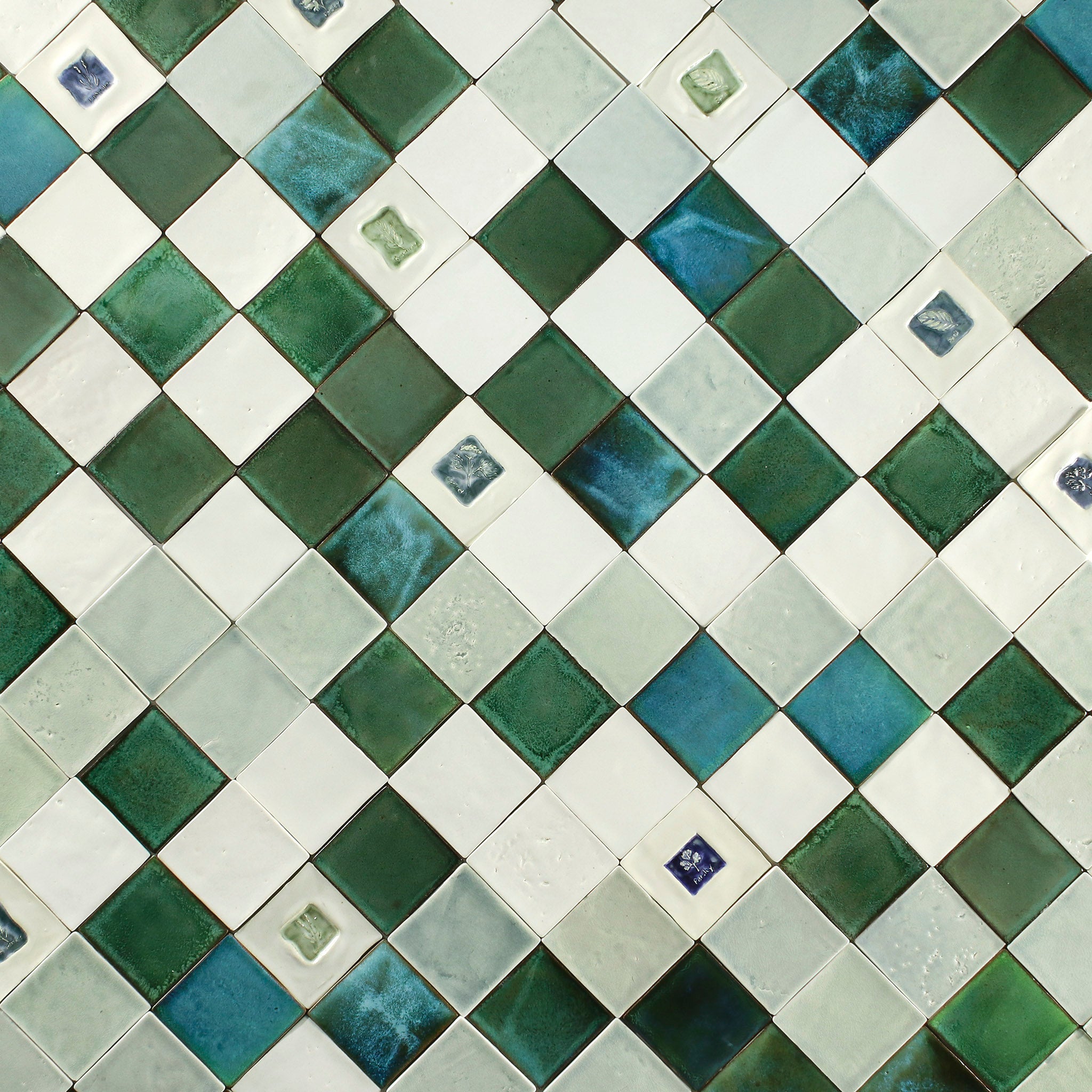 Hand made assorted square tiles green – VEELVLAK-Frēodōm