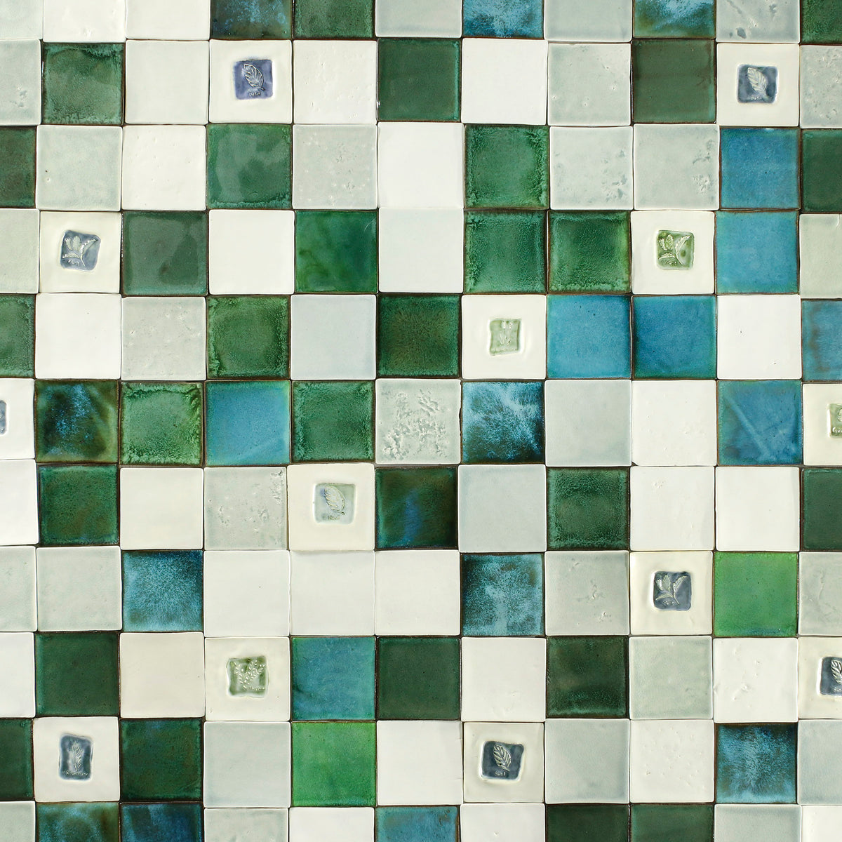 Hand made assorted square tiles green – VEELVLAK-Frēodōm