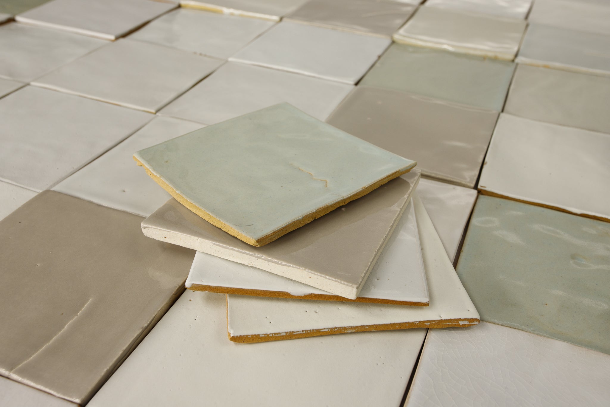 Blend of earth coloured handmade square tiles - EXHVSM 7B – VEELVLAK ...