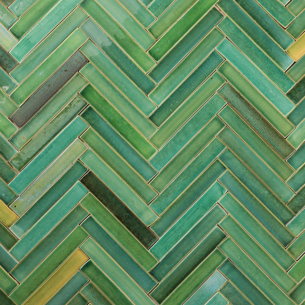 Rectangular tile glassy green/aqua blend YPGLC 9C – VEELVLAK-Frēodōm